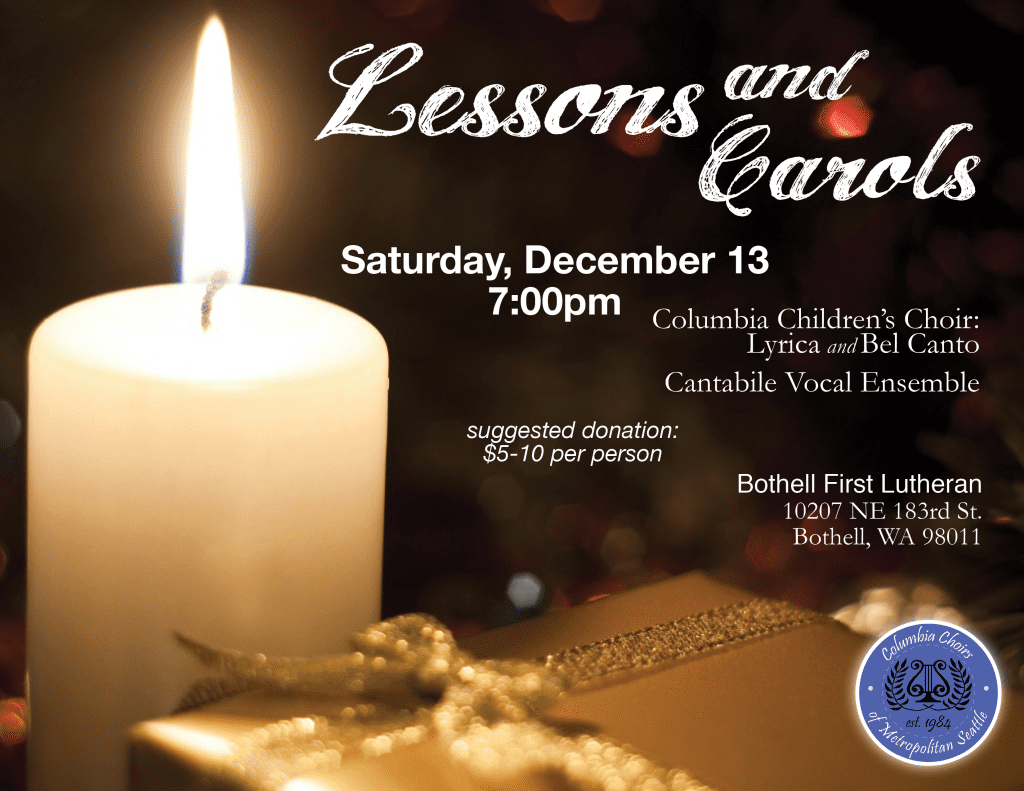 Lessons and Carols poster – Columbia Choirs of Metropolitan Seattle